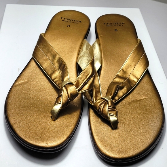 Contesa | Shoes | Contesa Made In Italy Matellic Gold Sandals Size 8 ...